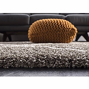 SAFAVIEH Hudson Shag Collection Area Rug - 8' x 10', Grey & Ivory, Modern Trellis Design, Non-Shedding & Easy Care, 2-inch Thick Ideal for High Traffic Areas in Living Room, Bedroom (SGH281B)