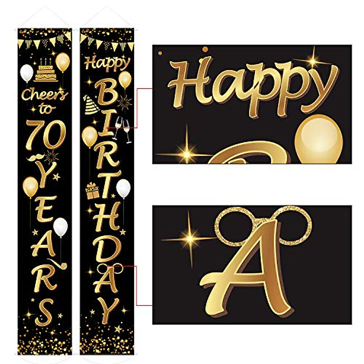 2 Pieces 70th Birthday Party Decorations Cheers to 70 Years Banner 70th Party Decorations Welcome Porch Sign for 70 Years Birthday Supplies (70th Birthday)