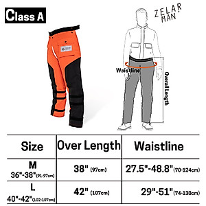 ZELARMAN Chainsaw Chaps 8-layer Protective Apron Wrap Adjustable Chainsaw Pants/Chap for Loggers Forest Workers Class A
