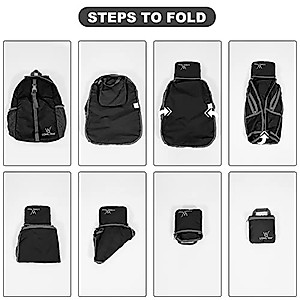 Long Way 12L Lightweight Packable Hiking Backpack Water Resistant Foldable Travel Camping Daypack Black