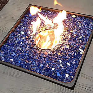 GASPRO 30-Pound Fire Glass – 1/2 Inch Reflective Tempered Fireglass with Fireplace Glass and Fire Pit Glass, Cobalt Blue Reflective