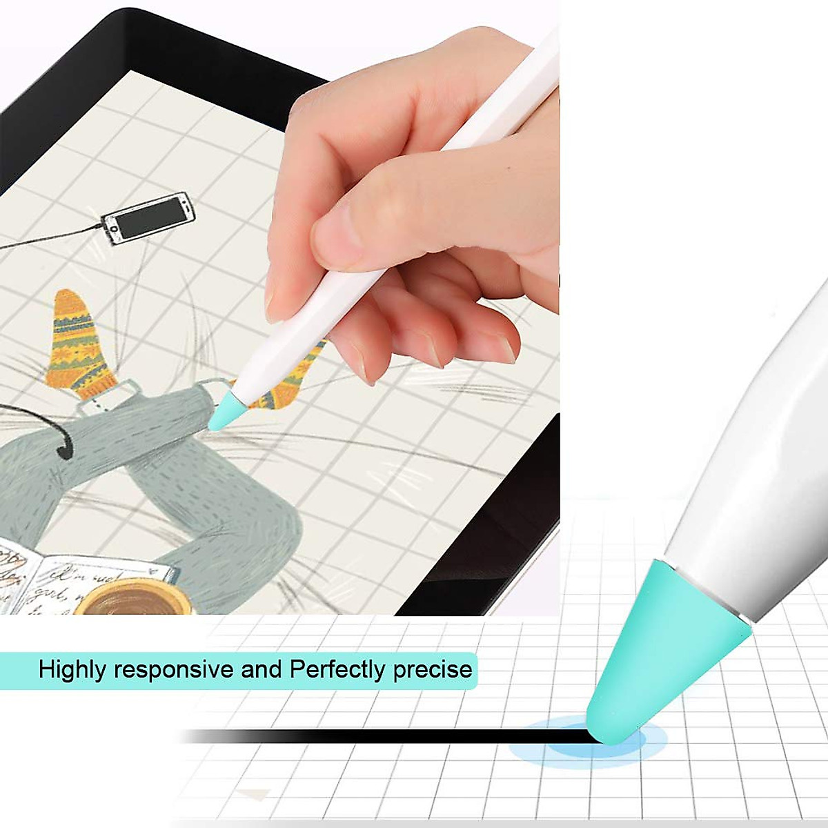 JanCalm for Apple Pencil Tips Cover,(10 Colors) Premium Silicone Slim Lightweight Thin Protective Case Noiseless Drawing for Apple Pencil 1st Gen/Pencil (2nd Generation) (10 Pcs,Box Pack)