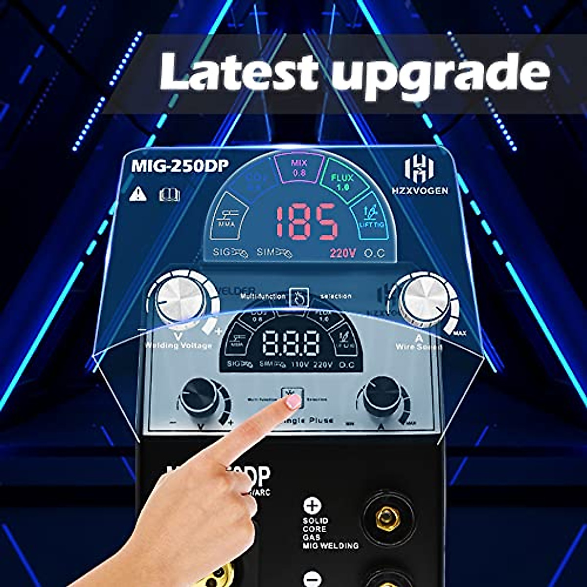 HZXVOGEN MIG Welder 110V/220V 250Amp Dual Voltage Aluminum 4 IN 1 Welding Machine IGBT Lift Tig Gas Gasless Stick Arc MMA Welding Machine No Gas Self- shielded Home Use Factory Machine (MIG250DP)