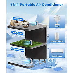 XAMATTS Portable Air Conditioners, 1700ml Evaporative Air Cooler with Remote, 120° Oscillating Mini Air Conditioner Portable with 3 Speeds & 1-7H Timer, Portable AC Unit for Bedroom Room Office Desk…