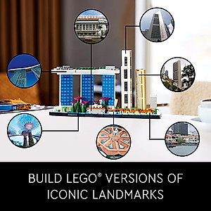 LEGO Architecture Singapore 21057 Building Set - Skyline Collection, Architecture Construction Model for Home and Office Décor, Gift Idea for Adults