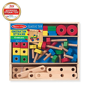 Melissa & Doug Wooden Construction Building Set in a Box (48 pcs)