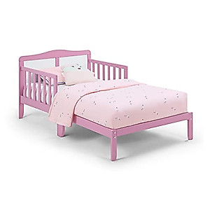 CITYLIGHT Toddler Bed Frame with Safety Guardrails, Solid Wood Toddler Bed for Kids, Boys & Girls, Easy to Assemble- Greenguard Gold Certified, Pink & White
