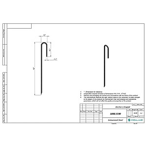 Vodaland Rebar Stakes J Hook Extra Heavy Duty 1/4 inch Rust Proof Coated Steel Ground Anchors with Chisel Point End (10)