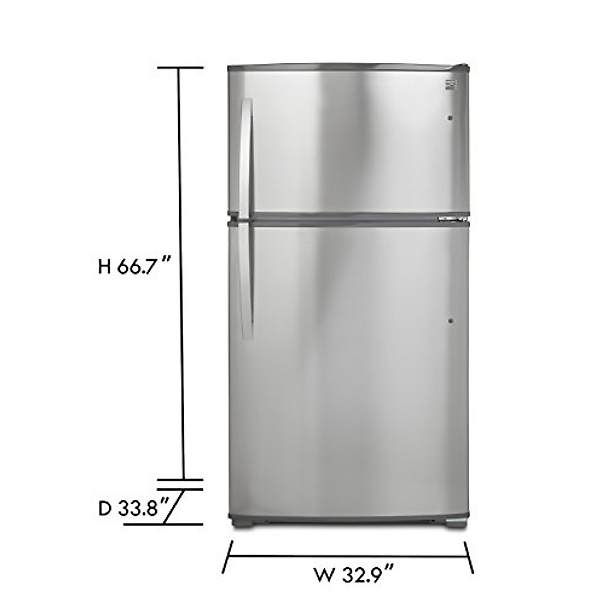 Kenmore Top-Freezer Refrigerator with Ice Maker and 21 Cubic Ft. Total Capacity, Stainless Steel