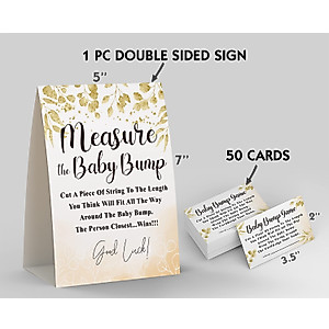 Baby Shower Games - Measure Mommy's Belly Game, How Big is Mommy's Belly, Mommys Belly Size Game, Includes a 5x7 Standing Sign and 50 2x3.5 Advice Cards(niu-k02)