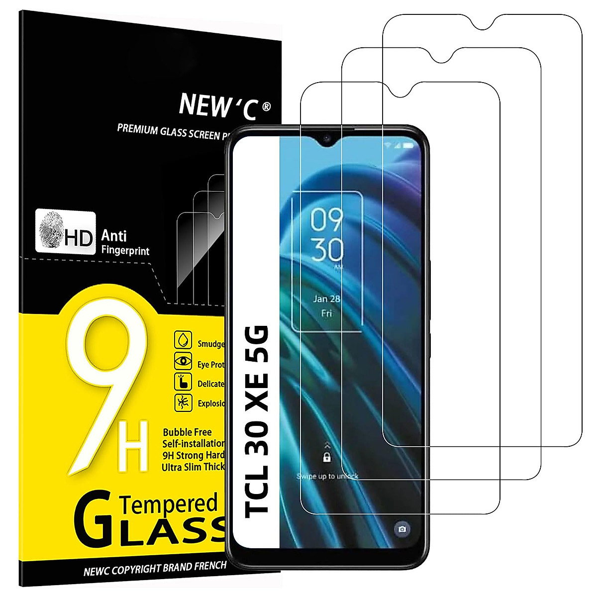 NEW'C [3 Pack] Designed for TCL 30 XE 5G Screen Protector Tempered Glass, Bubble Free, Ultra Resistant