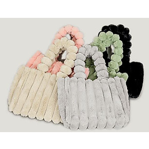 Women's Tote Handbag Fleece Shoulder Bag Hobo Tote Bag Faux Fur Retro Casual Clutch Cute Purse