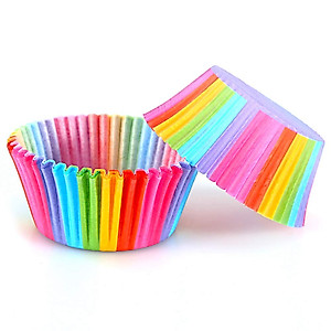 Cupcake Wrappers,100Pcs Rainbow Bright Standard Baking Cups Cupcake Liner Cupcake Paper Baking Cup Muffin Cases Cake