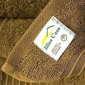 Bliss Casa 6 Pieces Towel Set; 2 Bath Towels, 2 Hand Towels and 2 Washcloths - 600 GSM 100% Combed Cotton Quick Dry Highly Absorbent Thick Bathroom Towels - Soft Hotel Quality for Bath and Spa (Beige)