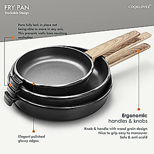Nonstick Cookware Set Non Toxic 100% PFOA Free Compatible Induction Pots and Pans Sets with Glass Lids (Pack-Kc-10, Black)