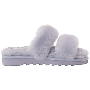 Dearfoams Women's Fireside Benalla All Over Shearling Double Band Easy on/Off Slide Slipper, Eventide, 9