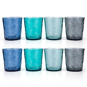 KX-WARE 12-ounce Acrylic Old Flashion Glasses Plastic Tumblers, set of 8 Multicolor