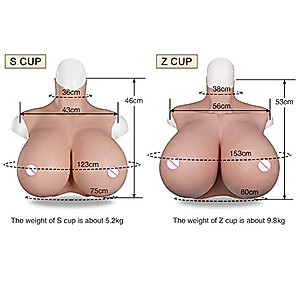 EQAIWUJIE Huge Z Cup Silicone Breastplate For Crossdresser Drag Queen cosplay (Ivory, Z Cup)
