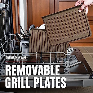 George Foreman 5-Serving Removable Plate Electric Indoor Grill and Panini Press - White Gold with Bronze Plates