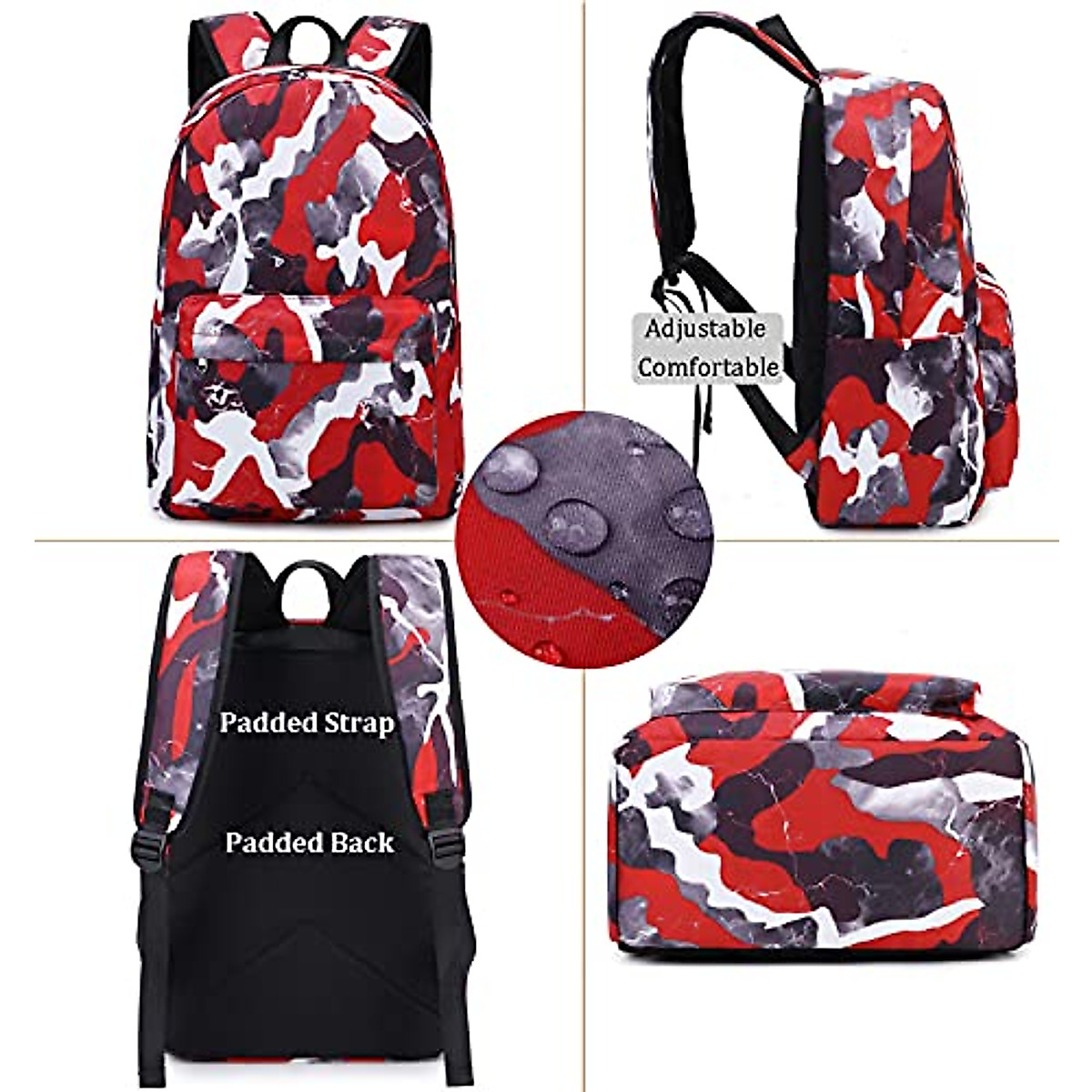 JIANYA Boy/Girl School Backpack Set Camouflage Bookbags School Bags for Elementary Middle School
