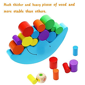 HWD Wooden Stacking Blocks Balancing Games, Moon Equilibrium Puzzles Toy, Preschool Early Educational Parent-Child Interaction Sorting Games for Toddler, Kids, Children