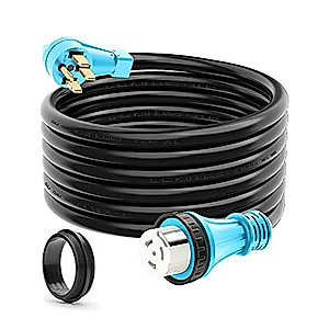CircleCord UL Listed 50 Amp 25 Feet RV/Generator Cord with Locking Connector, Heavy Duty 6/3+8/1 Gauge STW Wire, 14-50P Male and SS2-50R Twist Locking Female for RV Camper and Generator to House