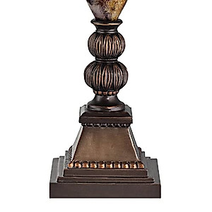 kathy ireland Mulholland Traditional Vintage Table Lamps 27" Tall Set of 2 Aged Bronze Faux Marble White Alabaster Glass Dome Shade for Living Room Bedroom House Bedside Nightstand Office