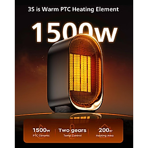 LINFOX Space Heater, 1500W Portable Heaters for Indoor Use for Office, Energy Saving Mini Desk Heater, Overheating & Tip-Over Protection Small Heater Suitable for Offices, Homes, Holiday Gifts(Black)