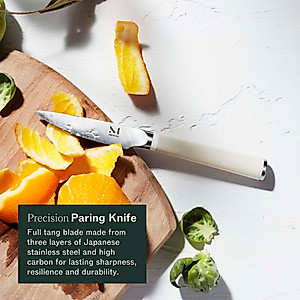 Material, The Almost 4 Inch Paring Knife, Razor-Sharp Paring Knives for Peeling, De-seeding, Slicing, Dicing, Japanese Paring Knife made from Carbon Stainless Steel, Cool Neutral