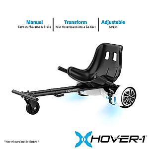 Hover-1 Buggy Attachment | Compatible with Most 6.5" & 8" Electric Hoverboards, Hand-Operated Rear Wheel Control, Adjustable Frame & Straps, Easy Assembly & Install