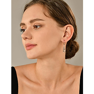 YL Dangle Drop Infinity Earrings 925 Sterling Silver Leverback Earrings 18K White Gold Jewelry for Women