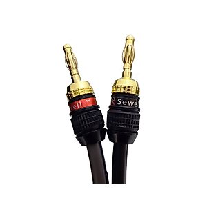 Sewell Deadbolt Terminated Speaker Wire, 10 ft, 259 Strand, 12 AWG Pure Copper, OFC, Deadbolt Banana Plugs SW-32980-10