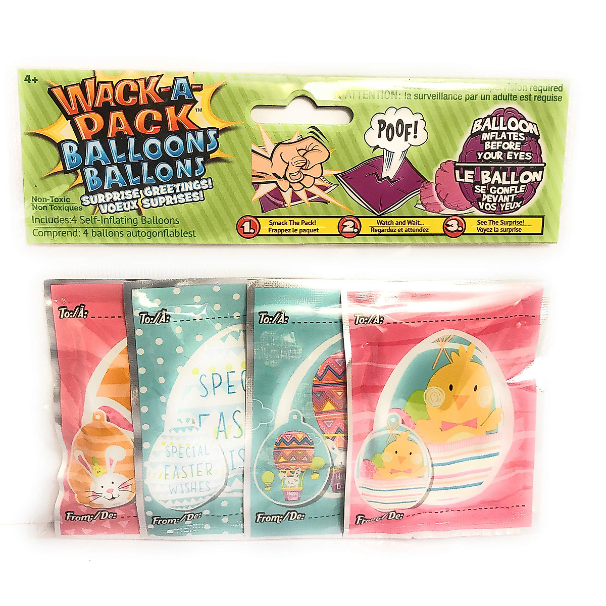 Party Wack-A-Pack Assorted Self-Inflating Foild Balloons 4-ct. Pack