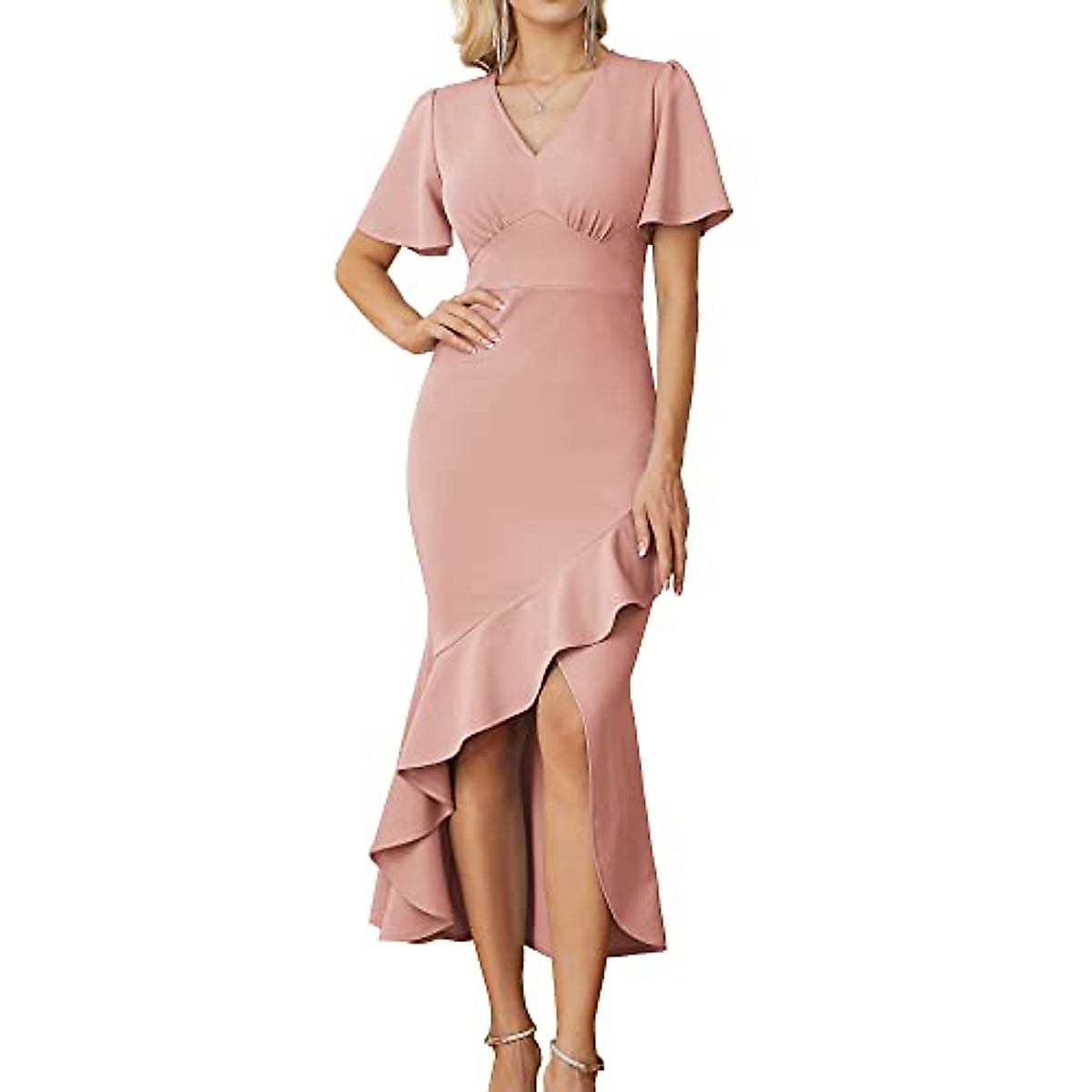 GRACE KARIN Wedding Guest Dresses for Women Summer Spring Dresses for Women 2023 Pink L
