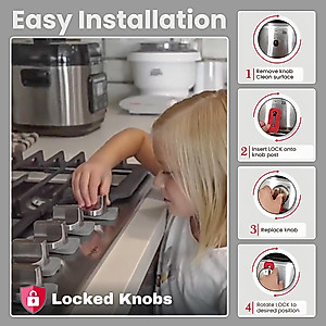Vadiff Silicone Gas Stove Child Safety Knob Locks | Oven Knob Guard (5 Pk)(Gray)