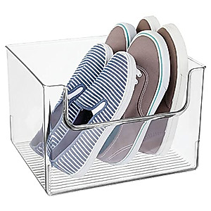 mDesign Modern Plastic Open Front Dip Storage Organizer Bin Basket for Closet Organization - Shelf, Cubby, Cabinet, and Cupboard Organizing Decor - Ligne Collection - 8 Pack - Clear