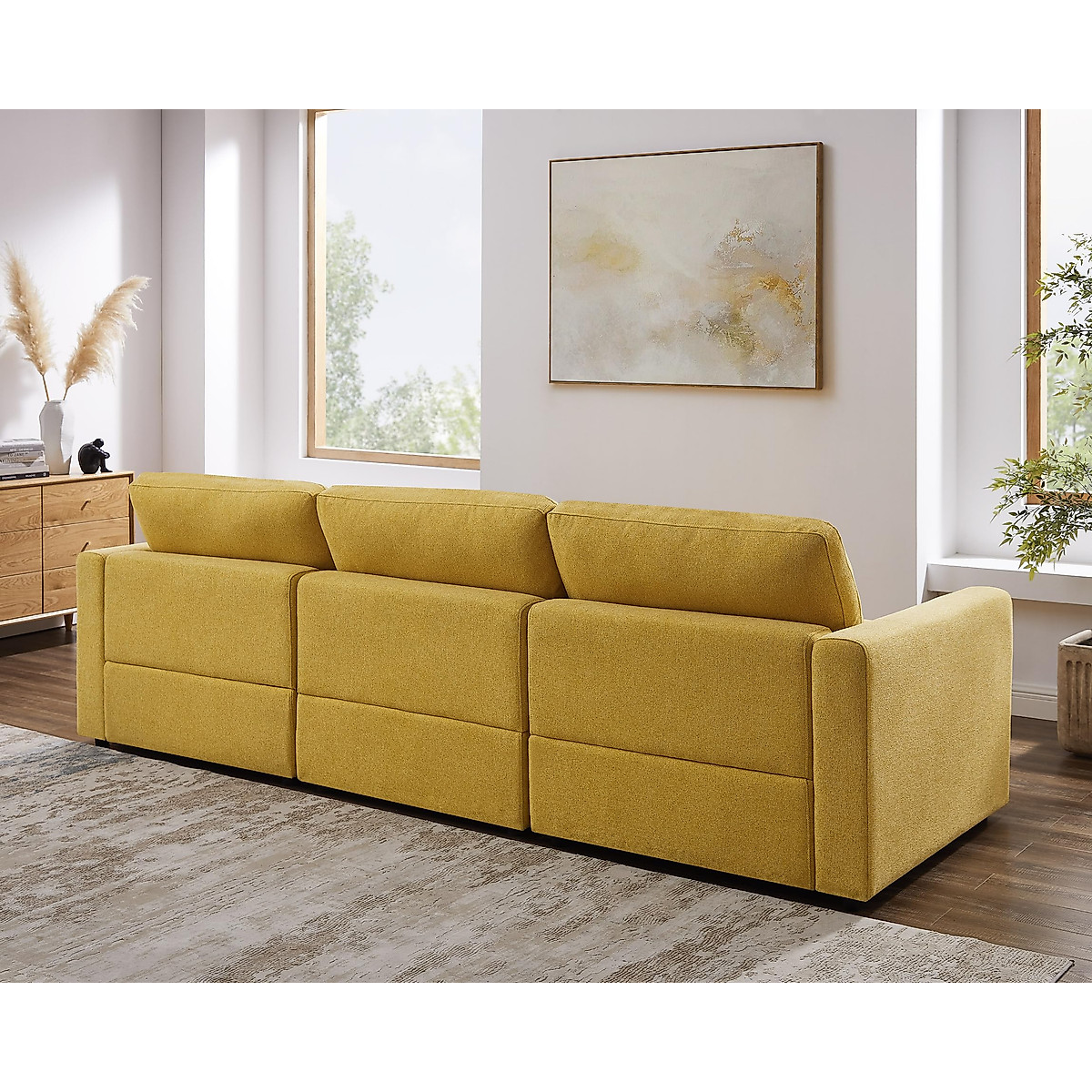 VANOMi 149" Oversized Modular Sectional Sofa, Extra Large U Shaped Couch with Reversible Chaise, 6 Seater Living Room Sofa Couch, Warm Yellow