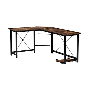 AuAg Modern 66.5‘’ L-Shaped Home Office Desk, Larger Sturdy Computer PC Laptop Table, Corner Gaming Desk, Writing WorkstationDesk, Wooden Desk W/Monitor Stand