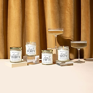 Sweet Water Decor Cheers to Fifty Candle - Sea Salt, Jasmine, Wood, and Cream Scented Candle for Home - 9oz Clear Jar with 40 Hour Burn Time, Made in USA - 50th Anniversary and Birthday Gifts