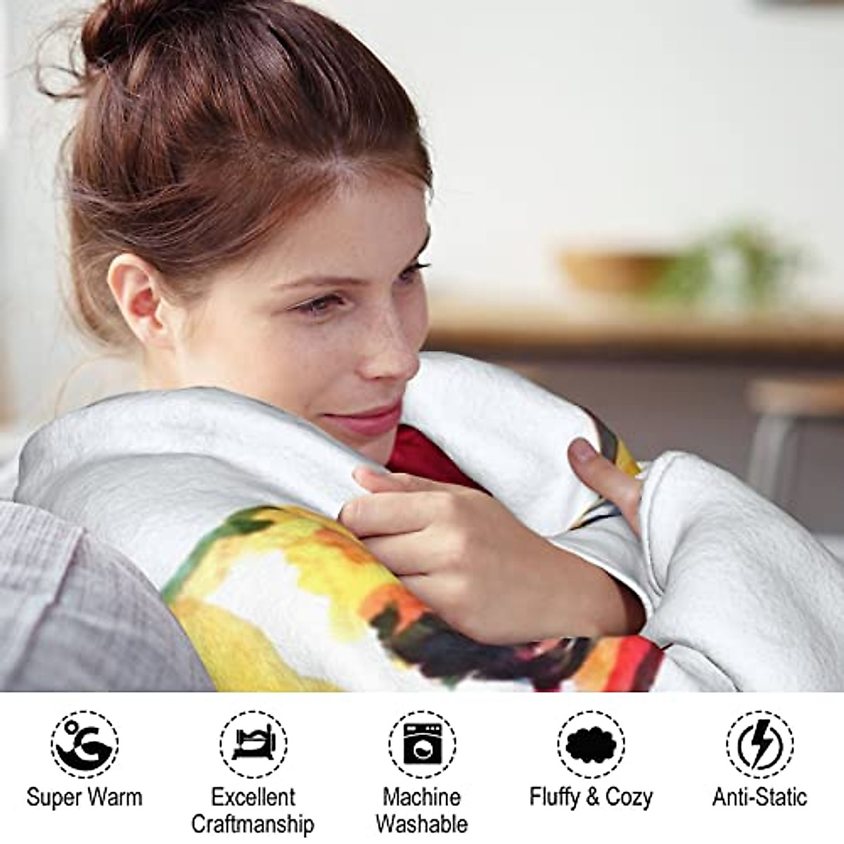 Frenchie French Bulldog Original Watercolor White Dog 80x60 inch Throw Blanket Super Soft Fuzzy Cozy Warm Fluffy Plush Blanket for Bed Couch Chair Living Room