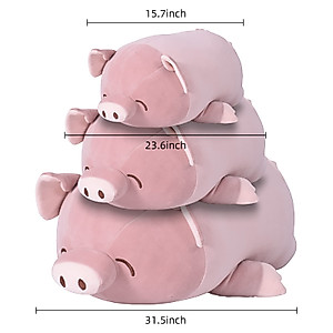 OULV Cute Pig Stuffed Animal Plush Doll Toy, Soft Fat Pig Plushes Hugging Pillow Gifts for Bedding, Kids Birthday, Valentine, Christmas Room Decoration(31.4inch)