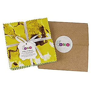 Soimoi Marble Textures Print Precut 5-inch Cotton Fabric Quilting Squares Charm Pack DIY Patchwork Sewing Craft- Yellow & Green