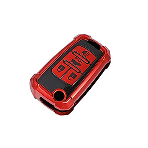 ontto Key Fob Cover Fit for Chevrolet Cruze Buick Lacrosse Flip Remote Keyless 4-button red