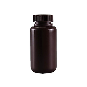 JRLGD HDPE Wide Mouth Plastic Bottles with Caps, Lab Sample Bottle Reagent Bottle, 250ml, Brown, Pack of 10