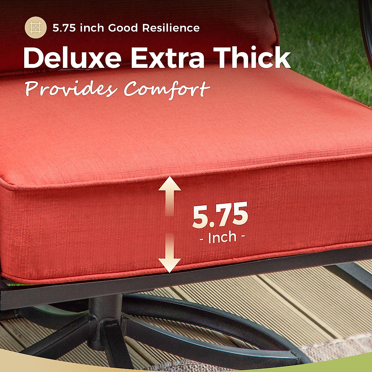 MIXPATIO Swivel Patio Chairs Set of 2, High Back Outdoor Swivel Patio Metal Chairs with 5.75" Thick Cushions for Bistro Balcony Porch Deck and Yard, Red