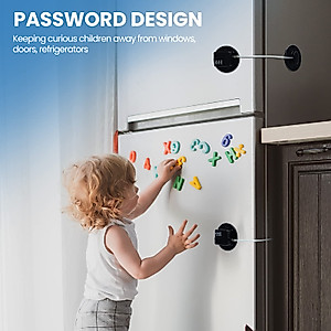 Hoteam 6 Pcs Cabinet Locks with Combination Fridge Lock Combo Child Safety Combination Lock with Screwdrivers Refrigerator Lock Child Proof Cabinet for Kid Windows Closets Drawers Refrigerator (Black)