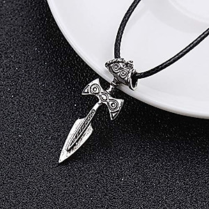 Nichibotsu - Cool Antique Silver Viking Sword Pendant Necklace Amulet of Talos Handmade Pendant