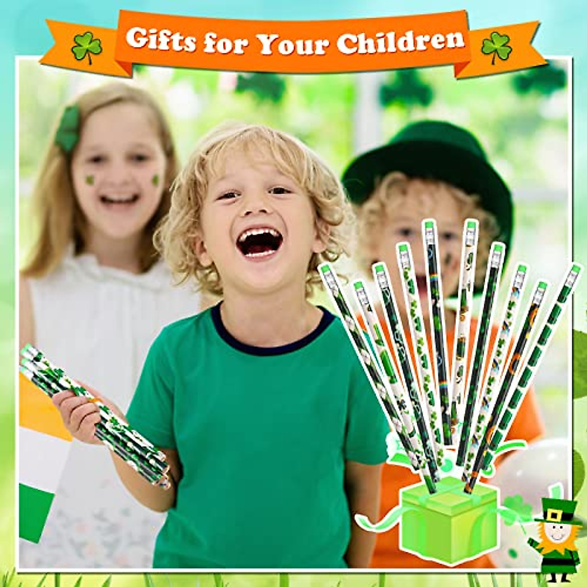 Zubebe 600 Pieces St Patrick's Day Pencils with Eraser Wood Shamrock Pencils Lucky Shamrock School Pencils Green Pencils for St Patrick's Day Party Kids Awards Holiday School Supplies