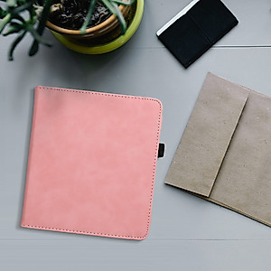kwmobile Case Compatible with Kobo Sage - Cover Faux Nubuck Leather e-Reader Flip Case - Dusty Pink