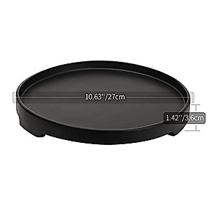 Lewondr Vanity Tray, Marbling Round Tray Resin Decorative Tray Organizer, Display Tray Storage Platter with Handle Table Storage with Elevated Foot for Cosmetic, Jewelry, 27 * 27cm - Matte Black